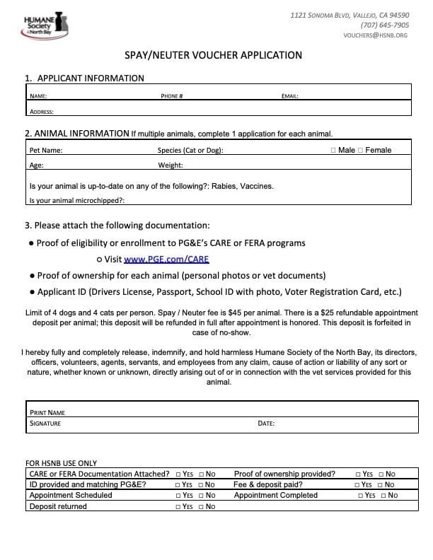 PB Voucher - Humane Society of the North Bay